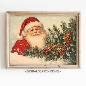 Retro Santa Claus Print, Printable Vintage Christmas Wall Art ...