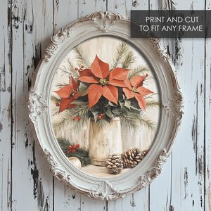 Rustic Poinsettia Print, Printable Vintage Christmas Wall Art - Etsy