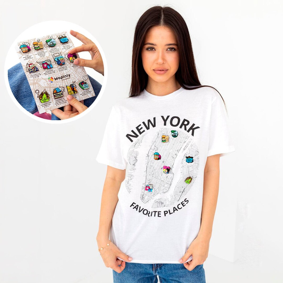 Personalized City Map T-shirt and Wooden Pins, Custom Hiking Tee ...