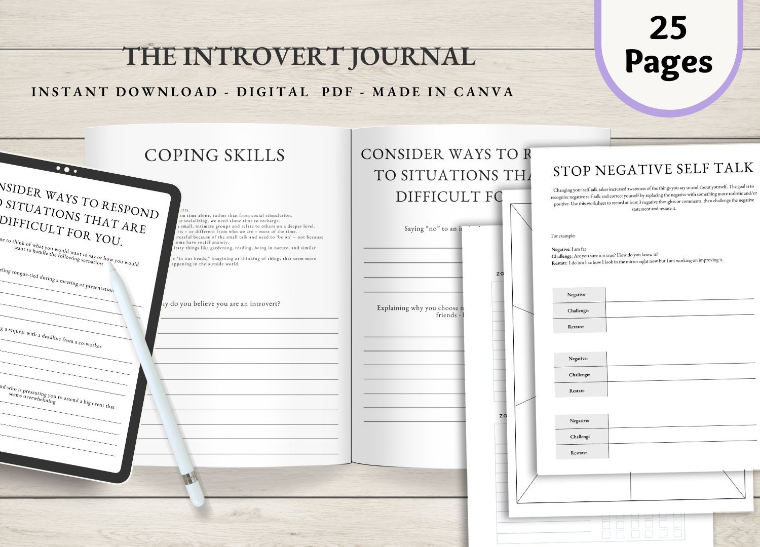 Being an Introvert Editable Printable Journal Introvert Survival Kit ...