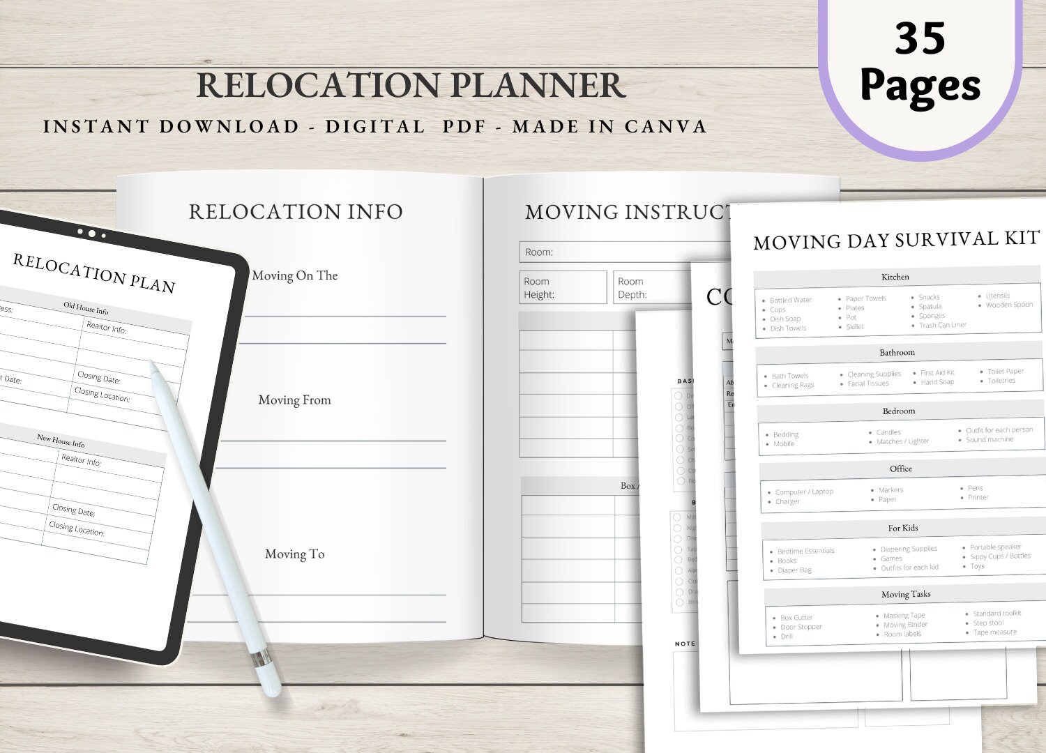 Relocation Planner Printable and Editable Canva Templates | Moving ...
