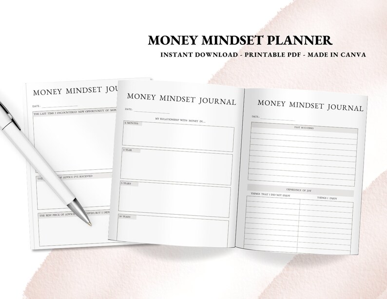 Money Mindset Journaling Pages Printable, Daily Journal Pages ...