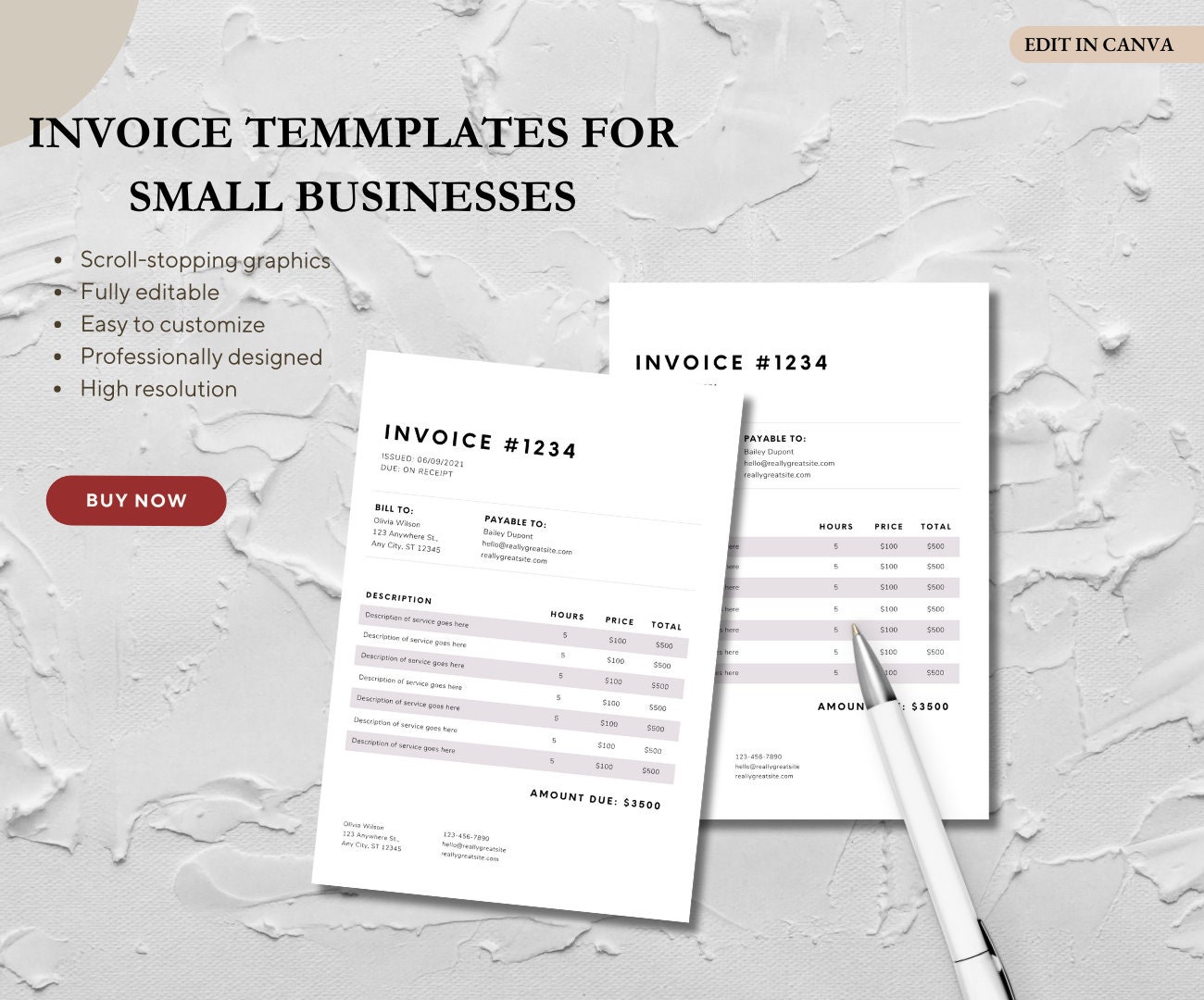 Modern Minimal Simple Invoice Templates, Editable Invoice & Receipt ...