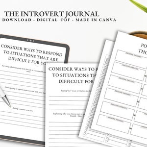 Being an Introvert Editable Printable Journal | Introvert Survival Kit ...