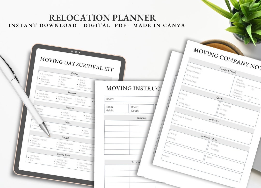 Relocation Planner Printable and Editable Canva Templates | Moving ...