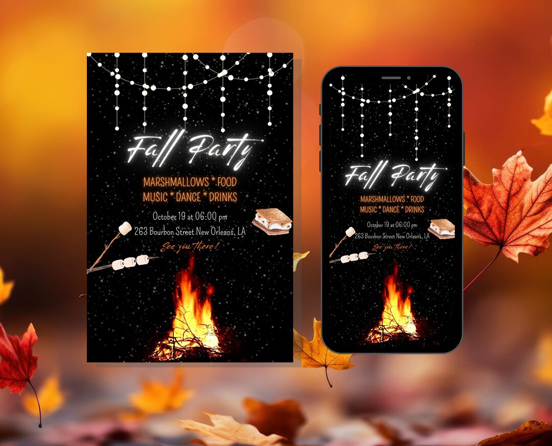 Elegant Fall Party Invitation Printable and Digital - Etsy