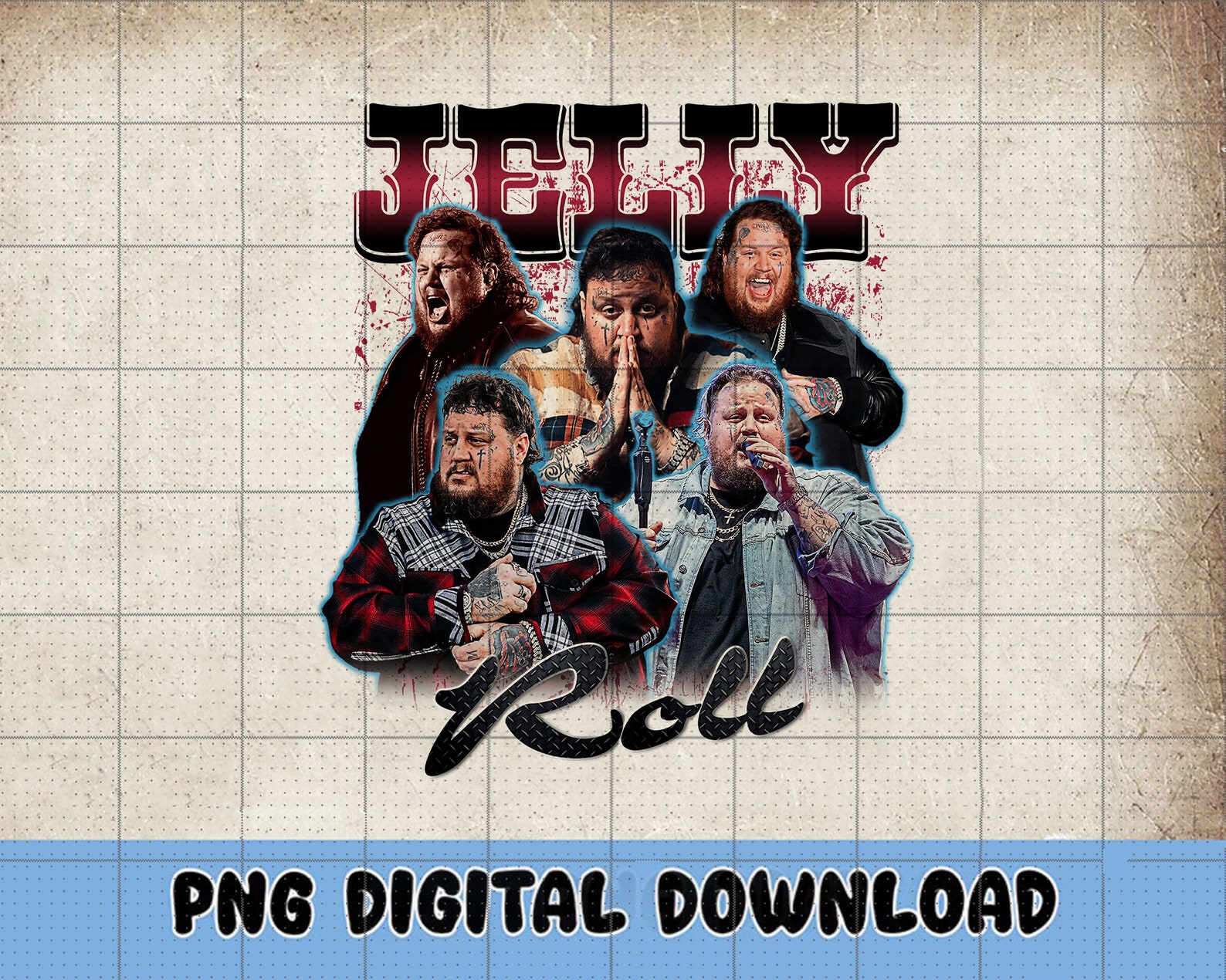 Jelly Roll Vintage Png, Jelly Roll American Rock Singer Png, Jelly Roll ...