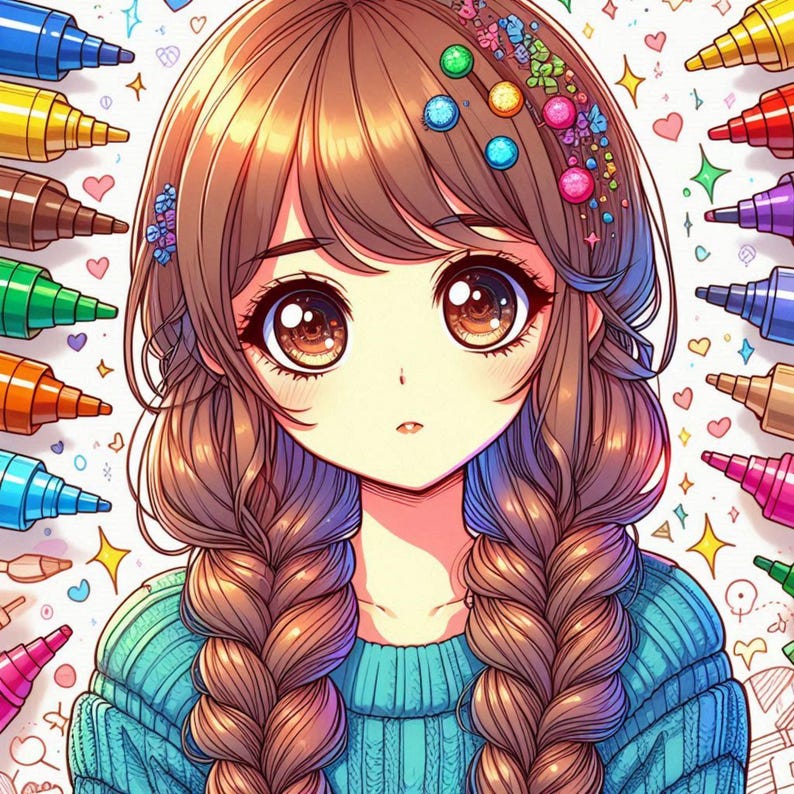 Anime Sassy Girls Coloring Book 100 Page Cute Manga Fantasy Anime ...