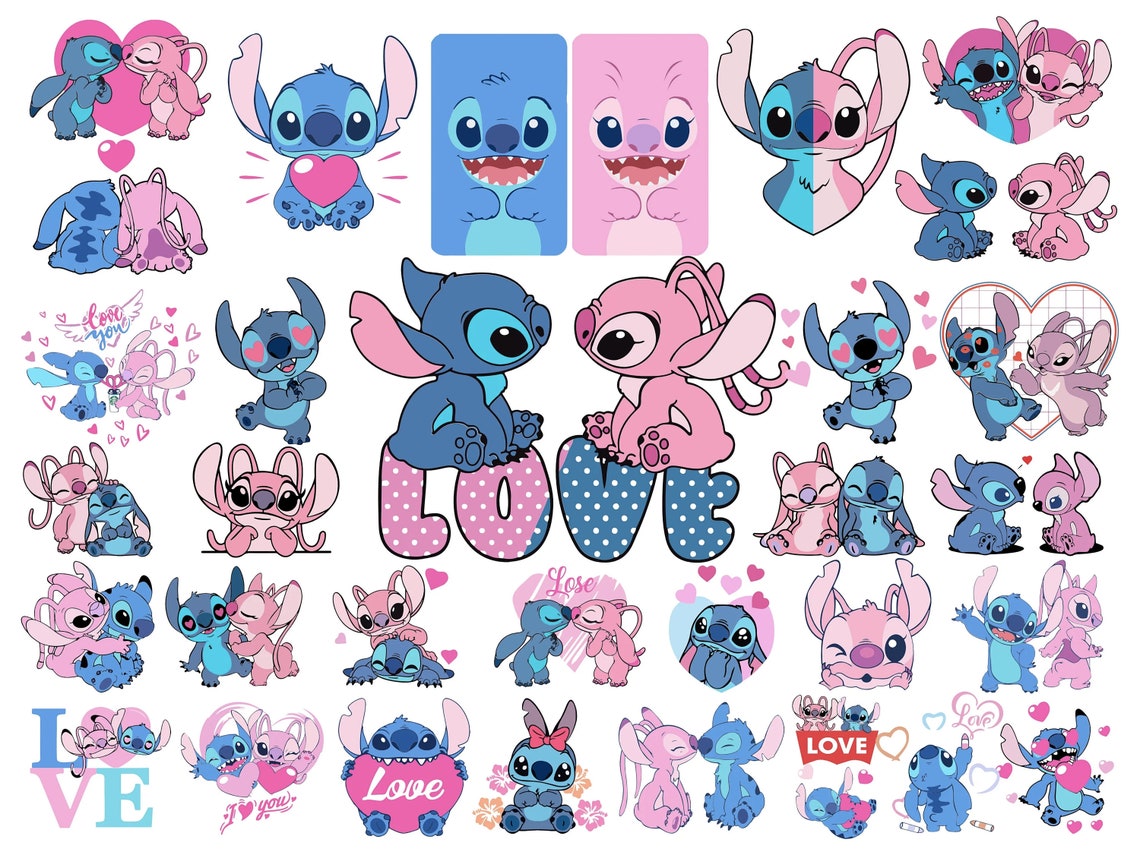 30 Bundle Stitcth Layered Valentine Svg, Stitch Svg Bundle, Cartoon Svg ...