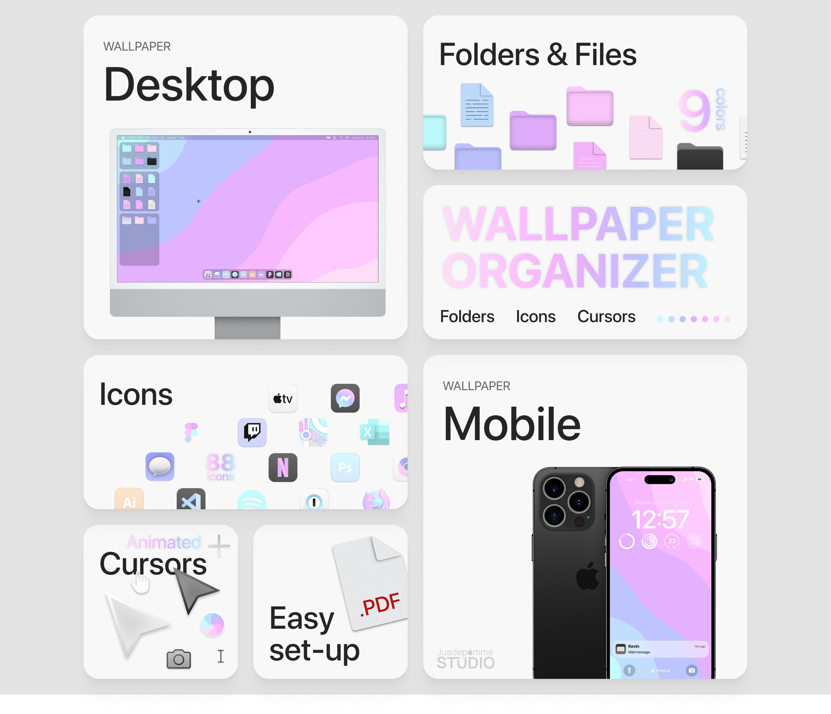 Desktop Wallpaper Aesthetic Organizer Folder Icons Computer - Etsy