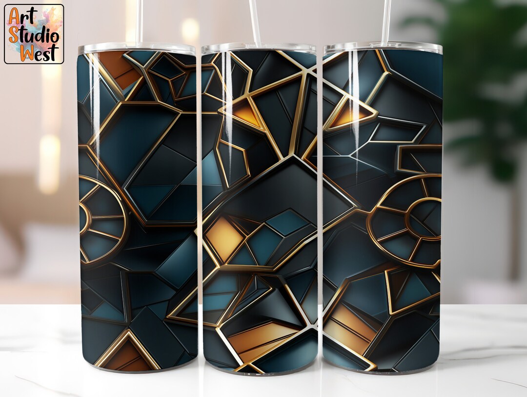 3D Geometric Tumbler Wrap Designs 20 Oz Skinny Tumbler PNG - Etsy