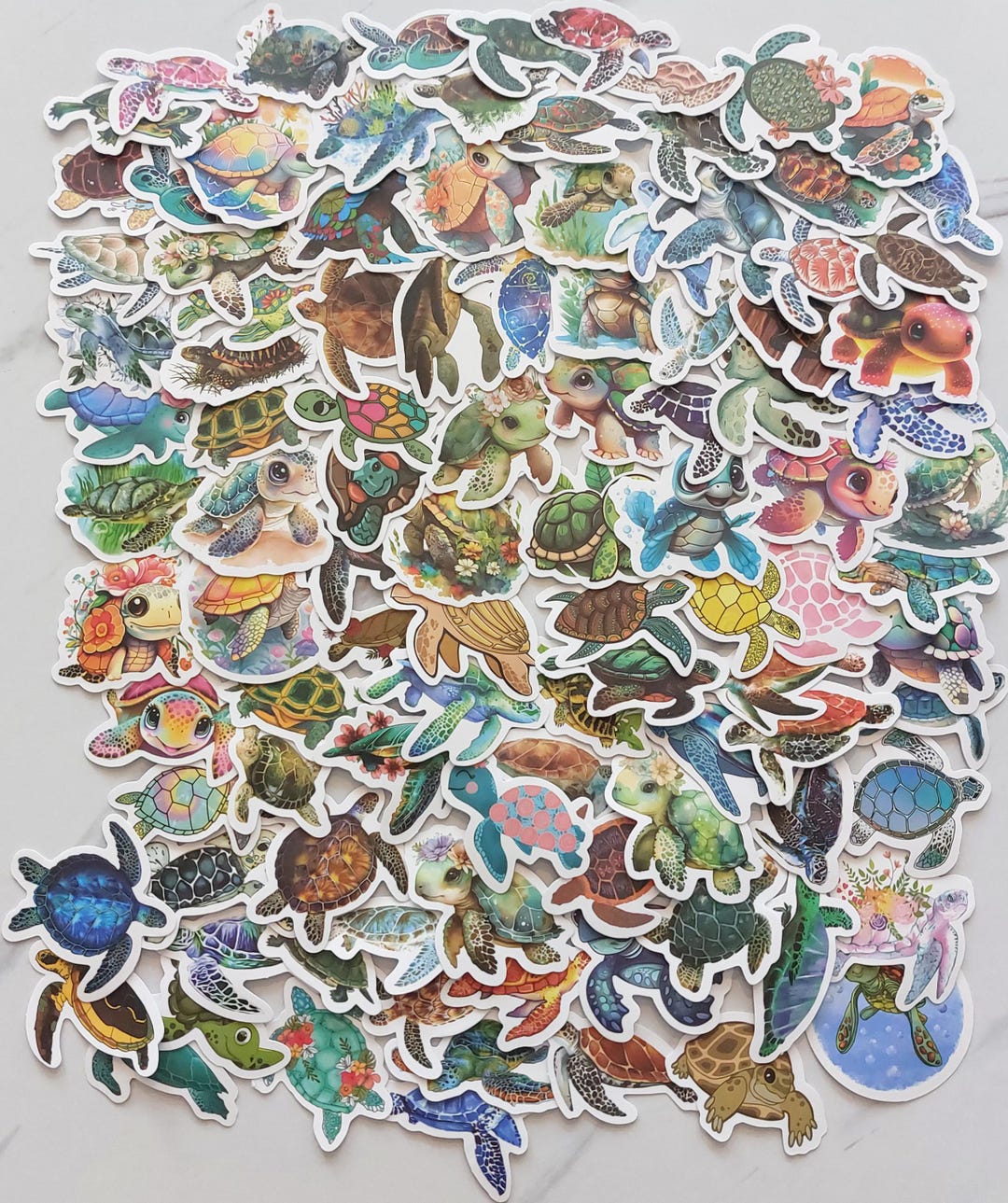 Sticker Set Little Turtles Approx. 100 Pieces Cute Little Turtles Blue ...