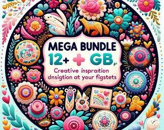 MEGA BUNDLE 12 Gb PES Embroidery Designs Collection Software Creative ...