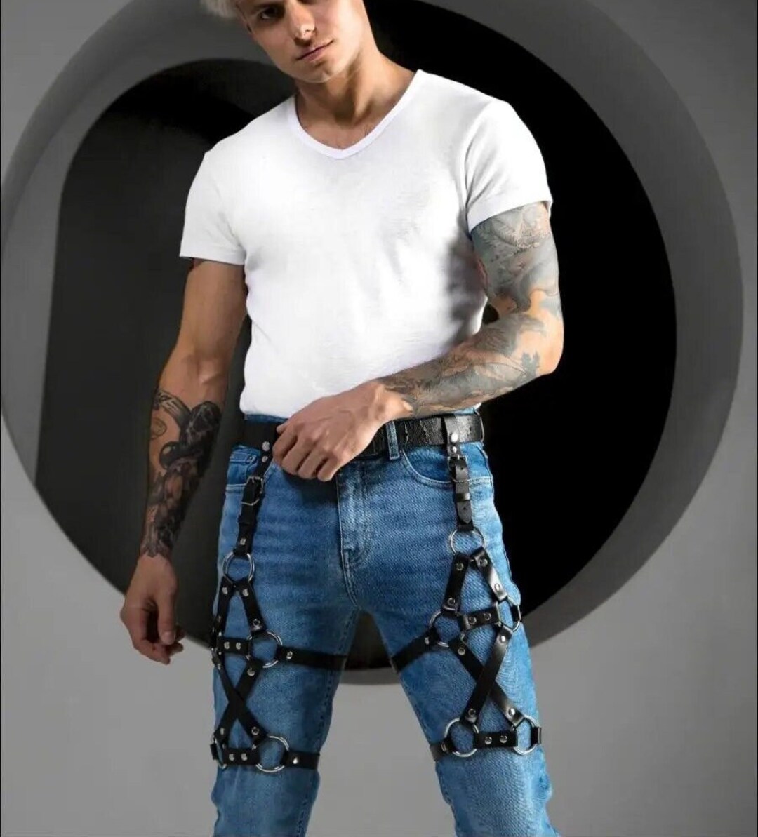 Leg Harness Men, Harness Belt for Men, Adjustable Leg Suspender, Men's ...