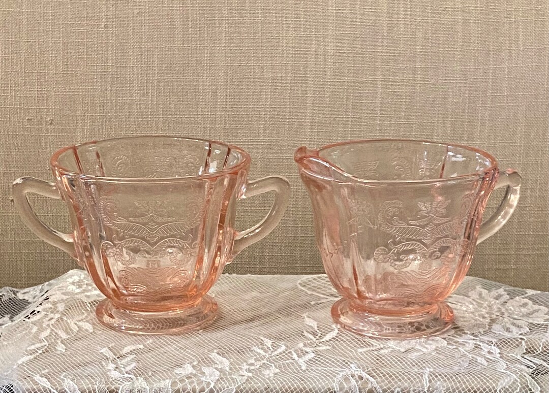 Indiana Glass Co, Recollection PINK Creamer and Sugar, Madrid Pattern ...