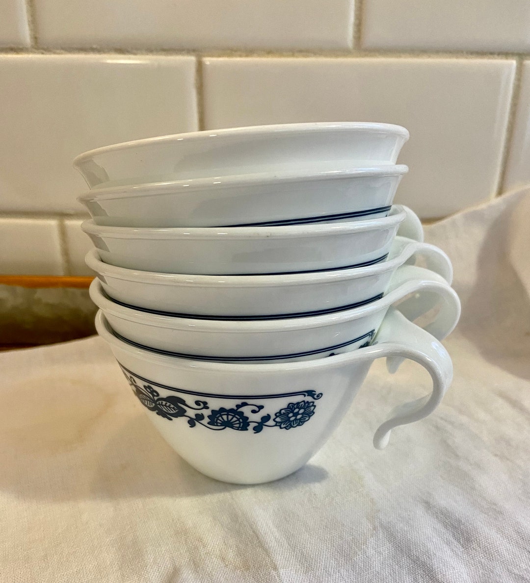Lot of SIX -corelle "old Town Blue or Blue Onion" Vitrelle 6 Oz Hook ...