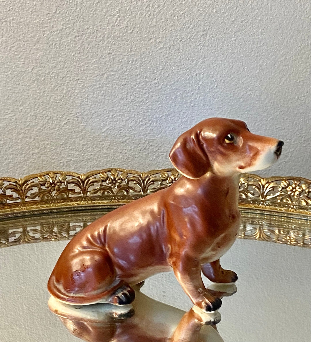 Vintage Small Japanese Bone China DACHSHUND Figurine in Excellent ...
