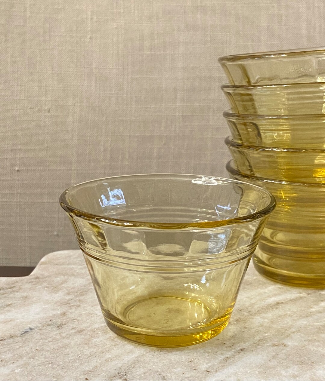 Vintage Honey Amber Glass Custard Bowls - Set of 6 - Made in Mexico - Etsy