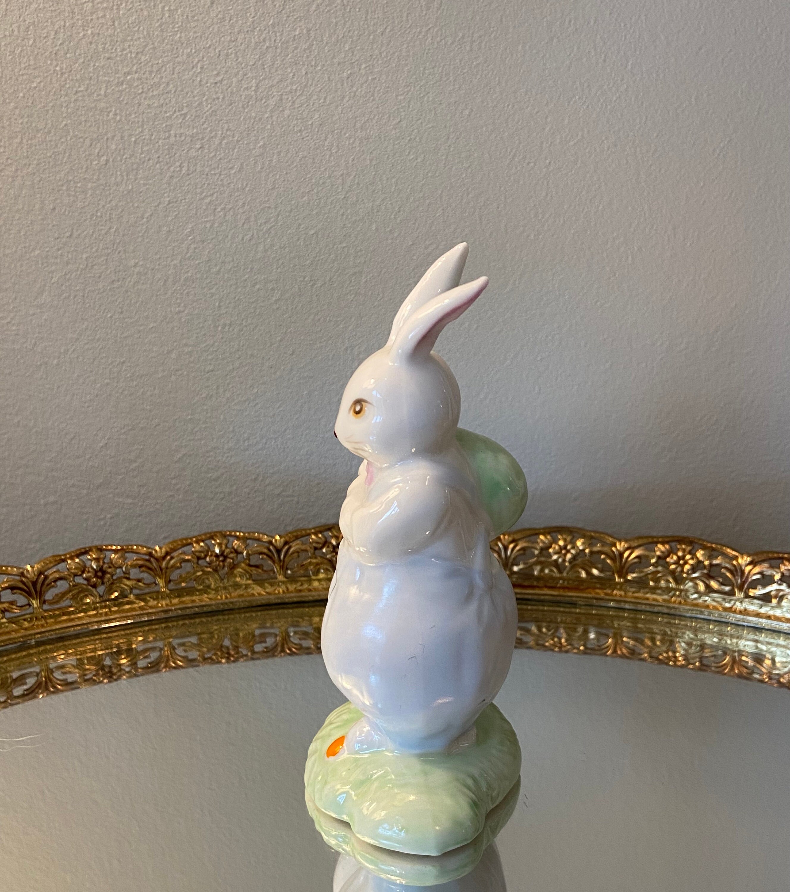 Vintage Bone China Bunny With Sac Over Shoulder Figurine/ Easter Decor ...
