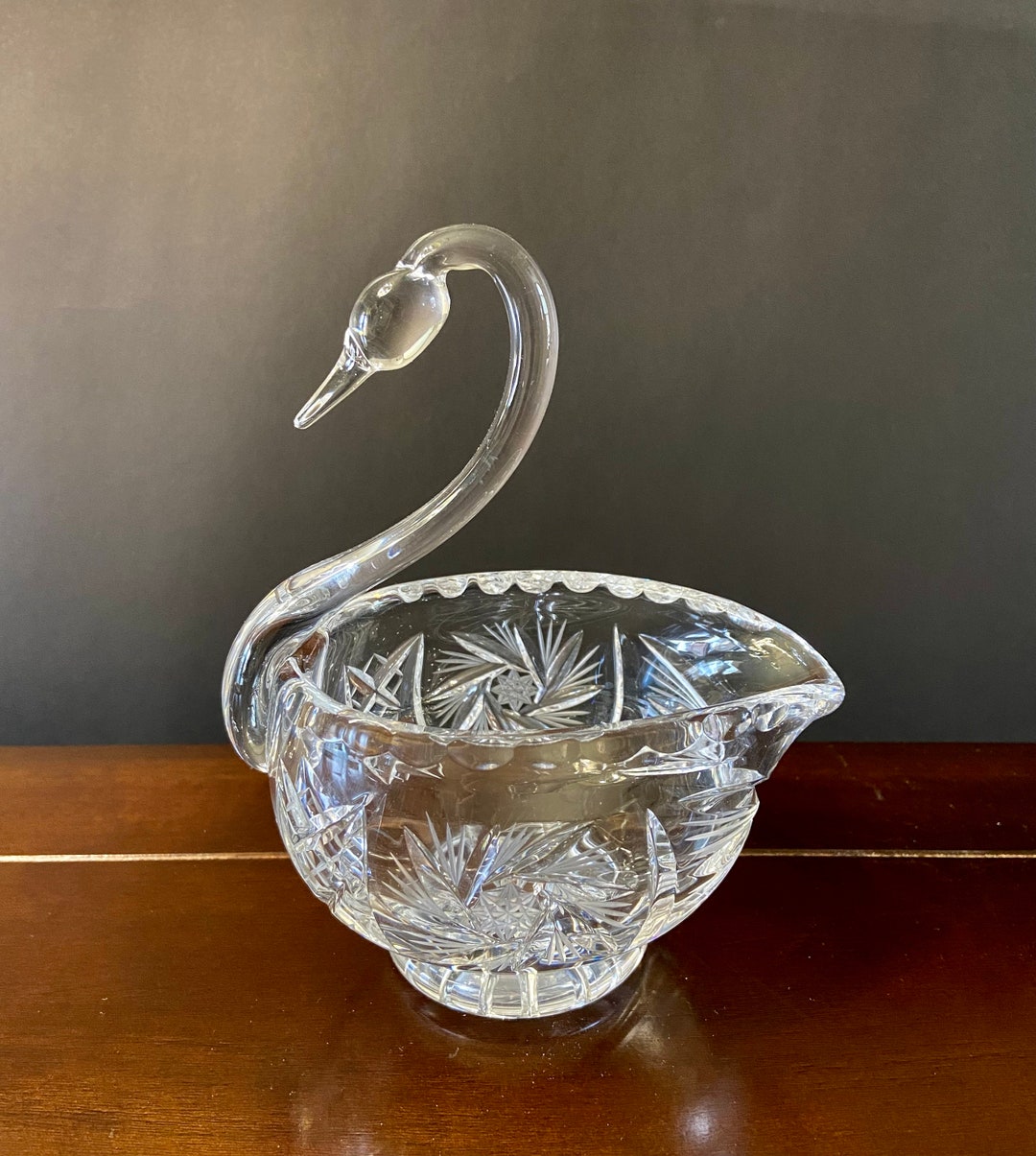 Vintage 8 Oz CRYSTAL Pinwheel Swan Gravy Boat/cream Boat in Perfect ...