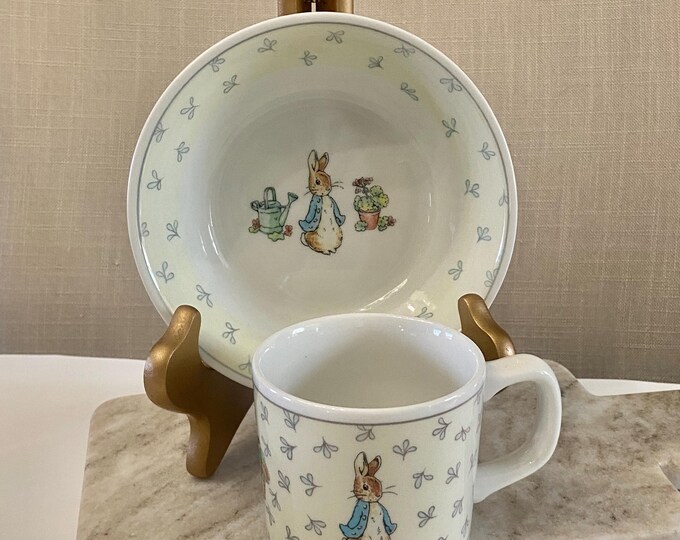 Wedgwood, Peter Rabbit 2 PIECE SET, Bowl & Cup, tea Time, Soft Yellow ...