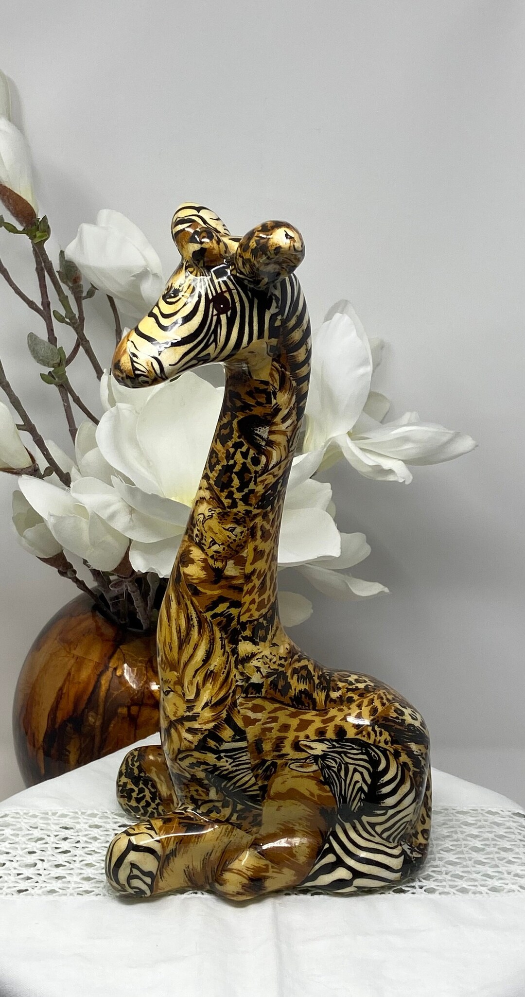 Vintage Safari Decoupage Giraffe in Perfect Condition - Etsy