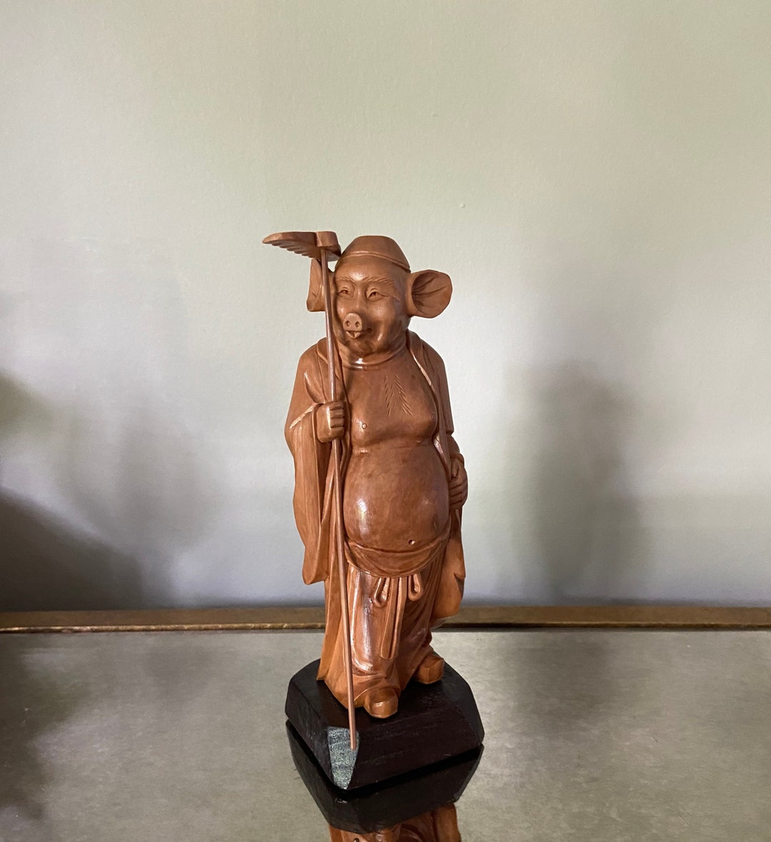 Cedar Carving pigsy/sky Pig/ Sky Peng Marshal Pig With 9 Toothed Rake ...