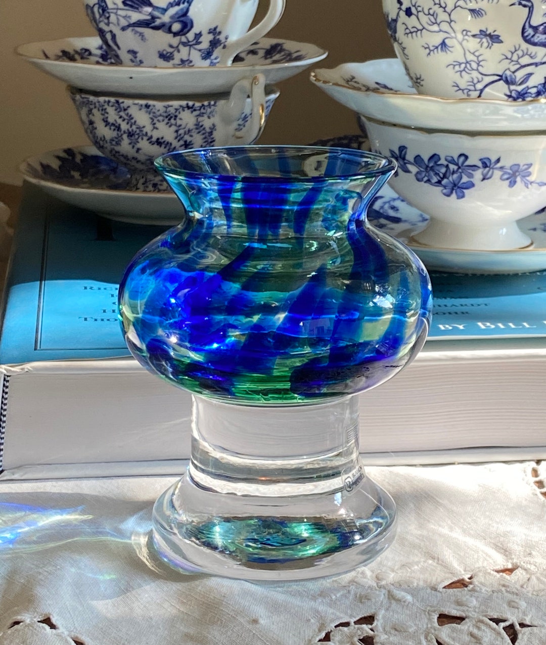 Sea of Sweden, Bjorn Ramel, Blue Green Candle Holder, Art Glass Decor ...