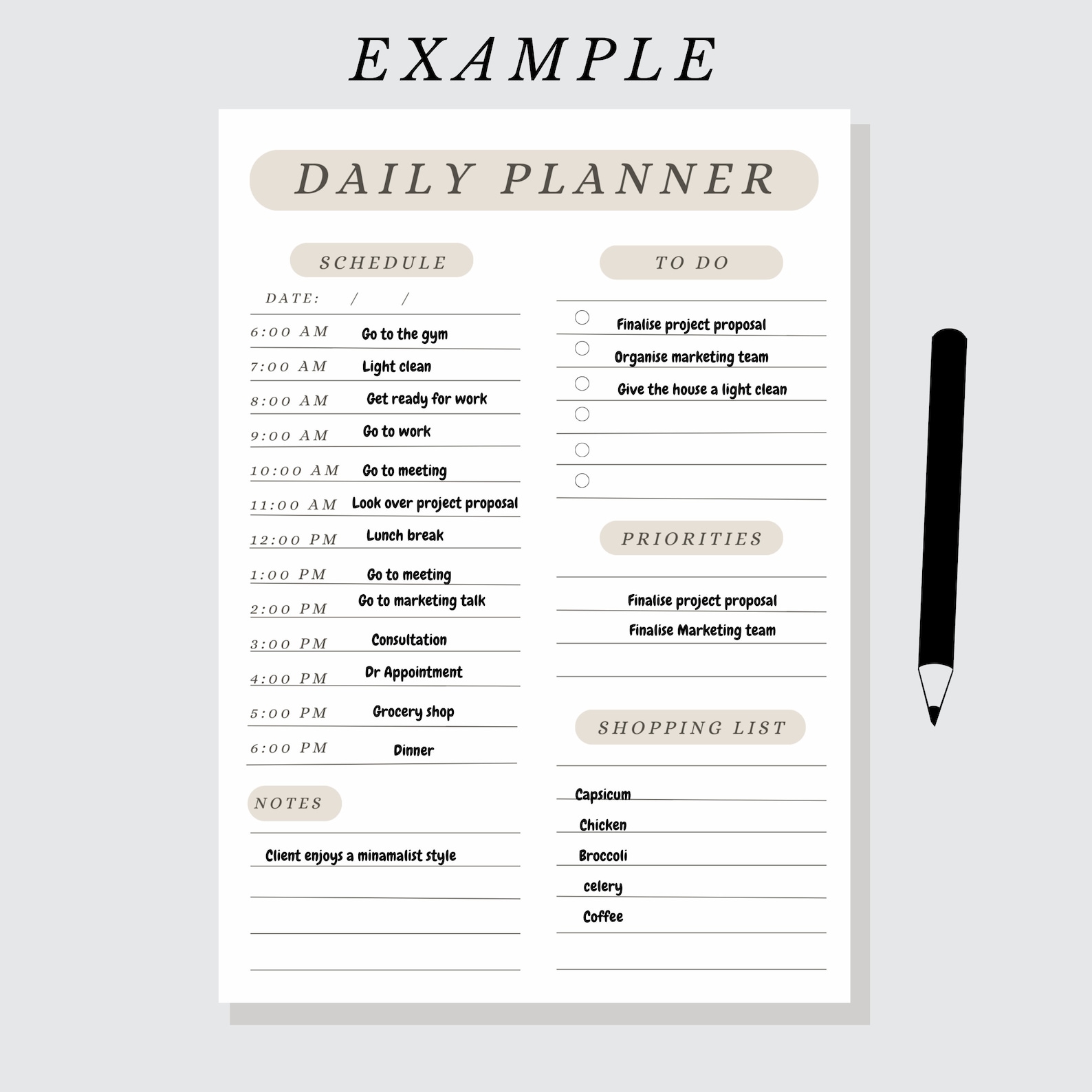 Productive Daily Planner | Printable | Planner Template | Productivity ...