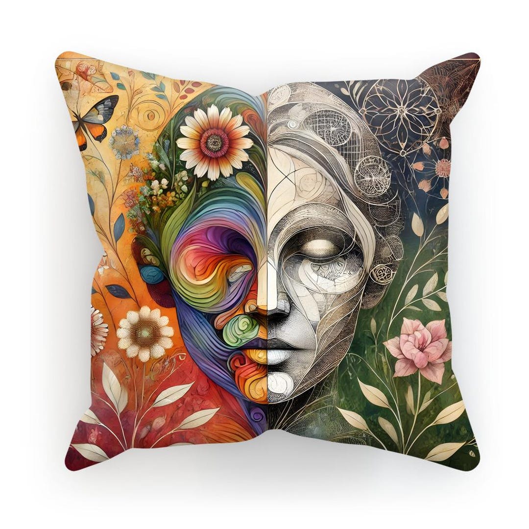 An Artistic of Two Side Face Victorise Graph. Sublimation Cushion Cover ...