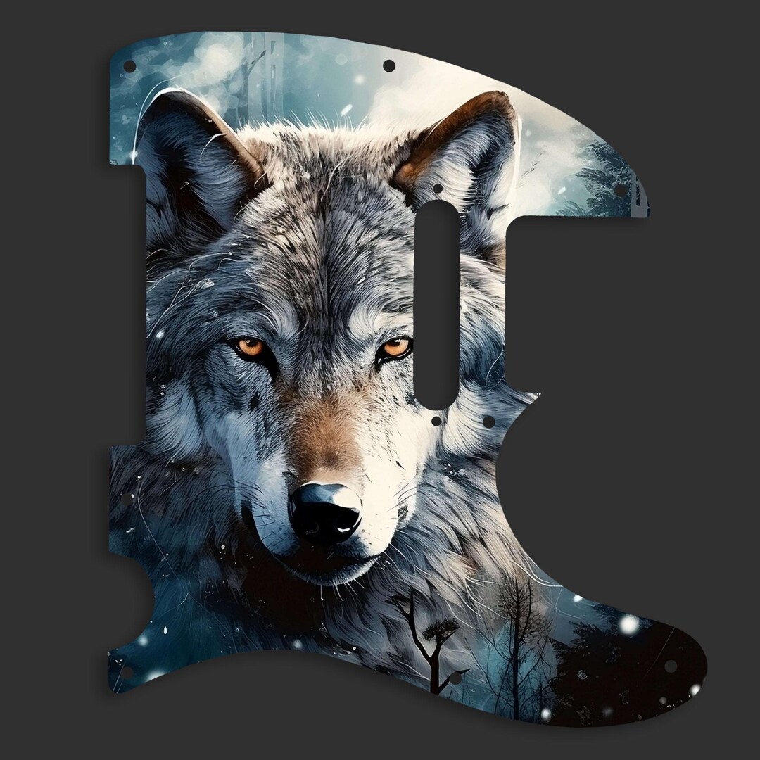 Custom Telecaster Pickguard With Unique Wolf Art Design Guitar ...