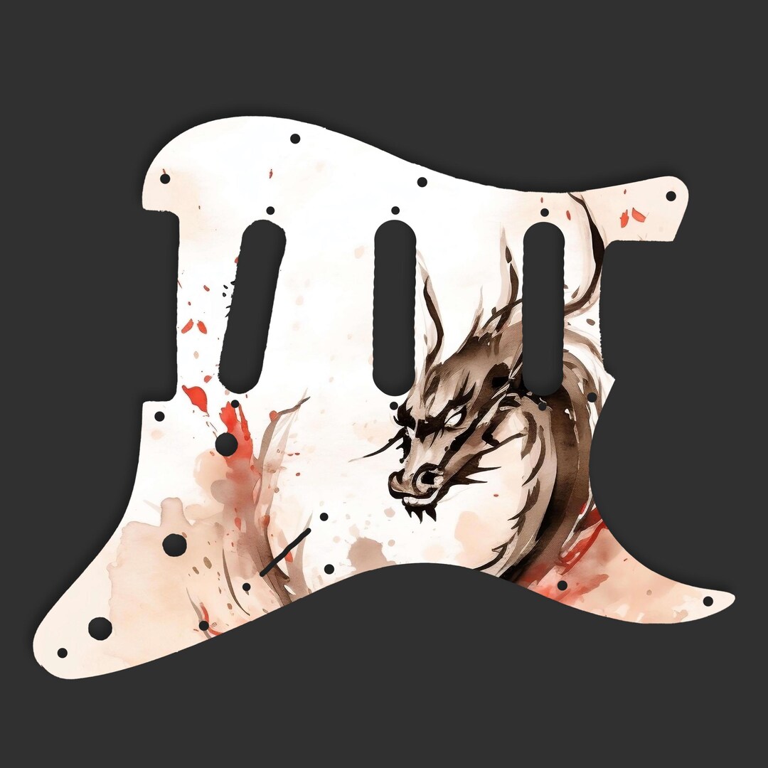 Custom Fender Stratocaster Pickguard With Dragonart, Unique Graphical ...