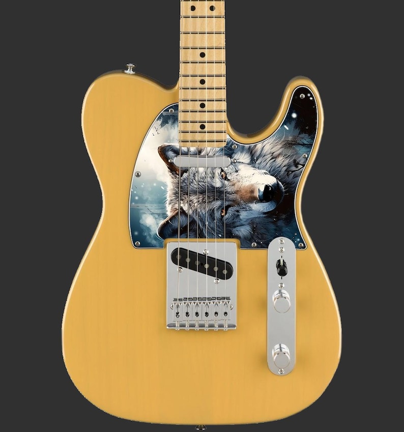 Custom Telecaster Pickguard With Unique Wolf Art Design Guitar ...