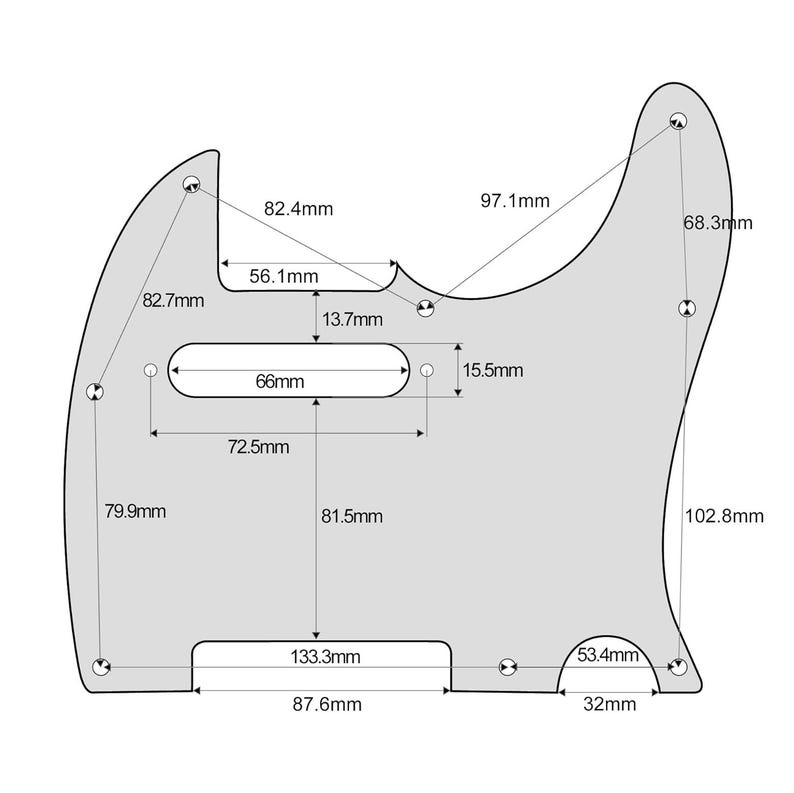 Fender Telecaster Pickguard 8 Mounting Hole 3 Ply (W/B/W) - Custom ...