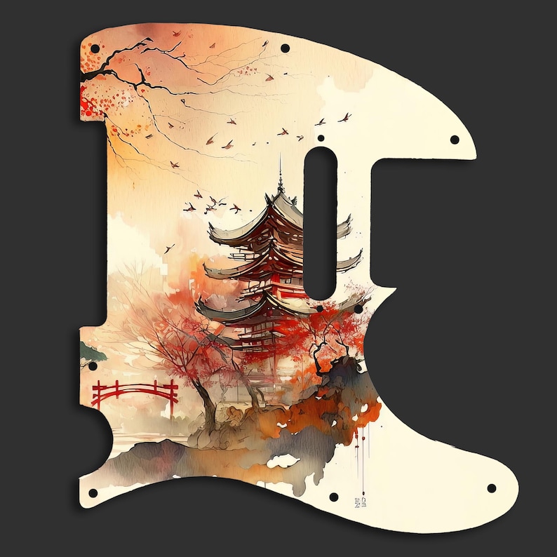 Sakura & Samurai Telecaster Pickguard: Japanese Artwork Guitar Upgrade ...