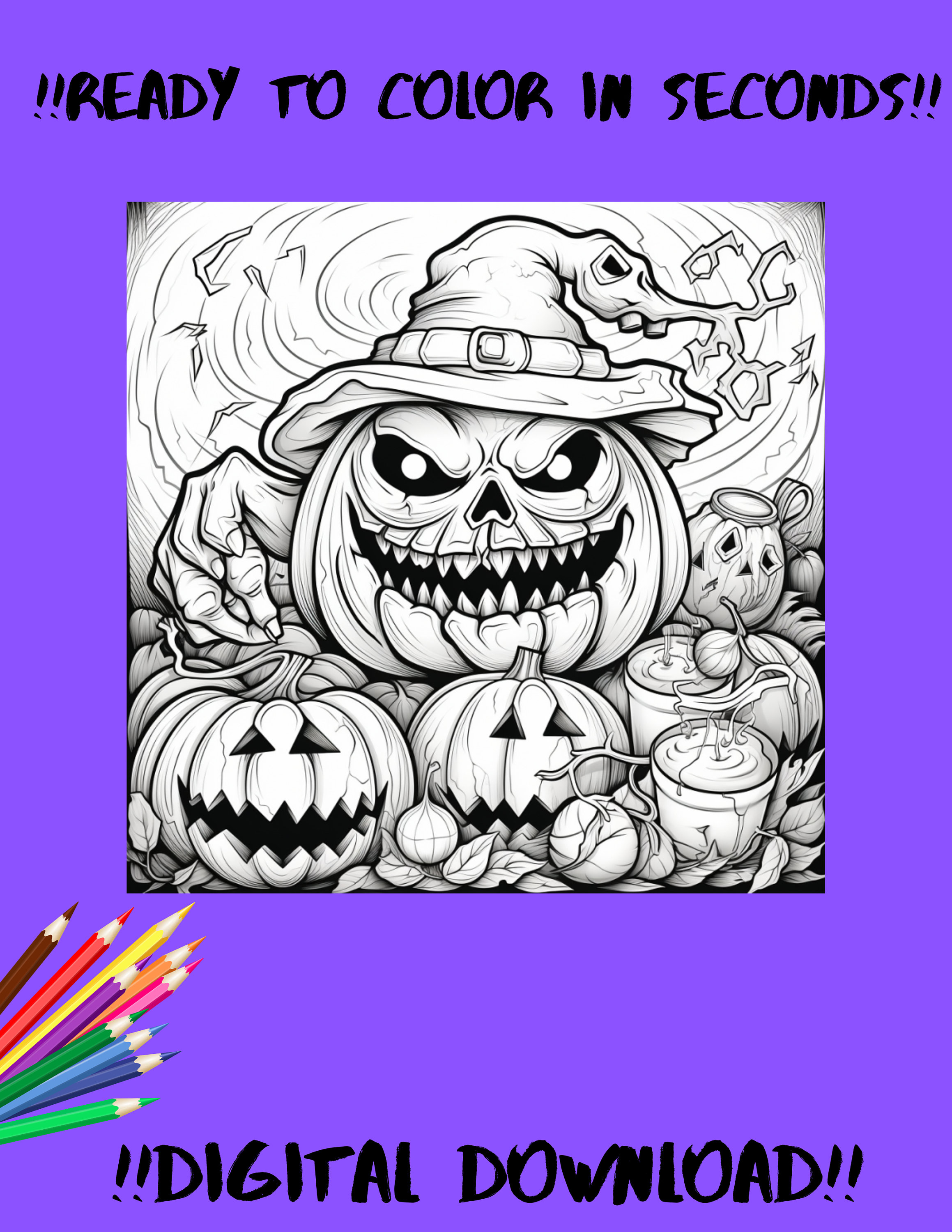 Halloween Coloring Page for Adults, Fall and October Themed. Page 21 ...