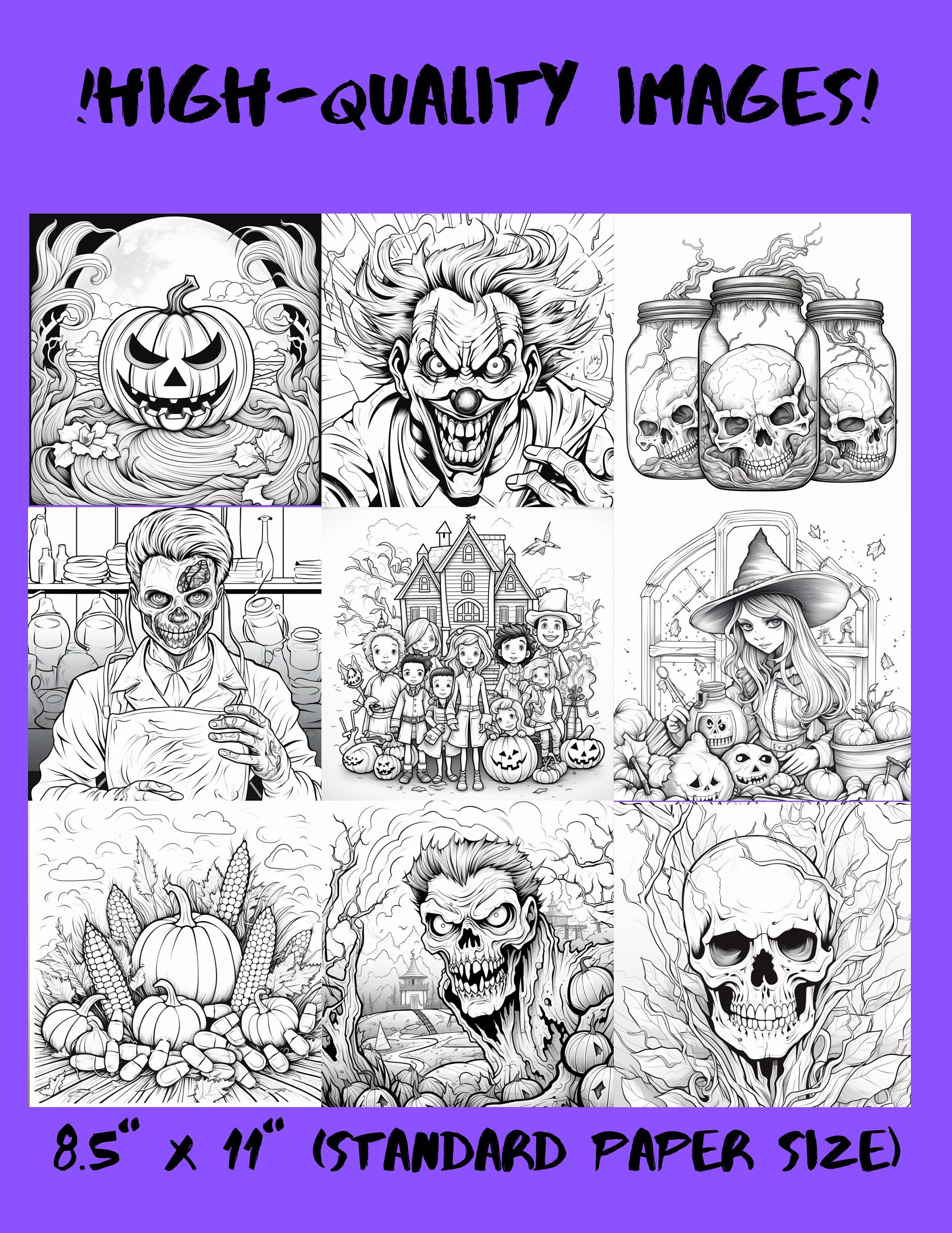 Halloween Coloring Page for Adults, Fall and October Themed. Page 21 ...
