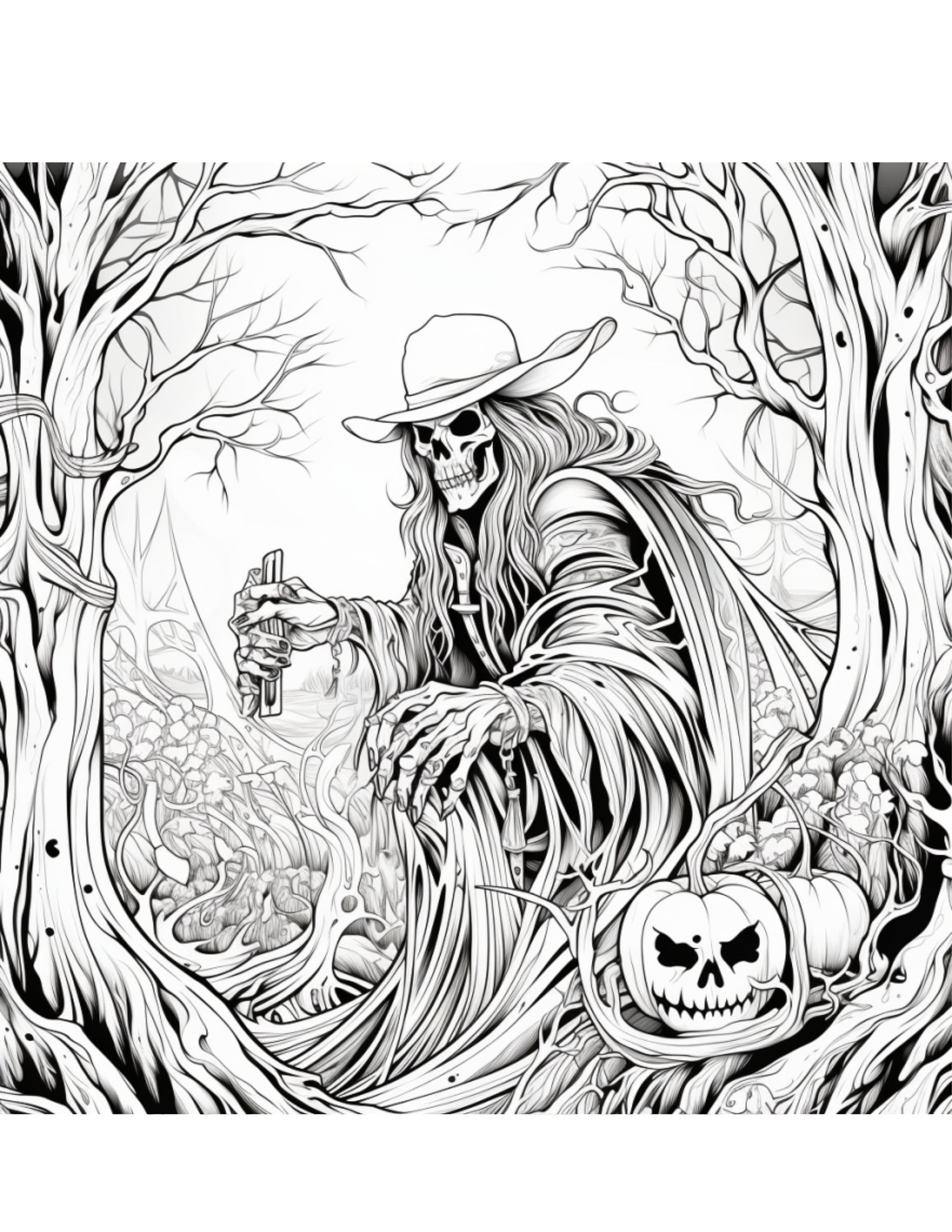 Halloween Coloring Page for Adults, Fall and October Themed. Page 22 ...