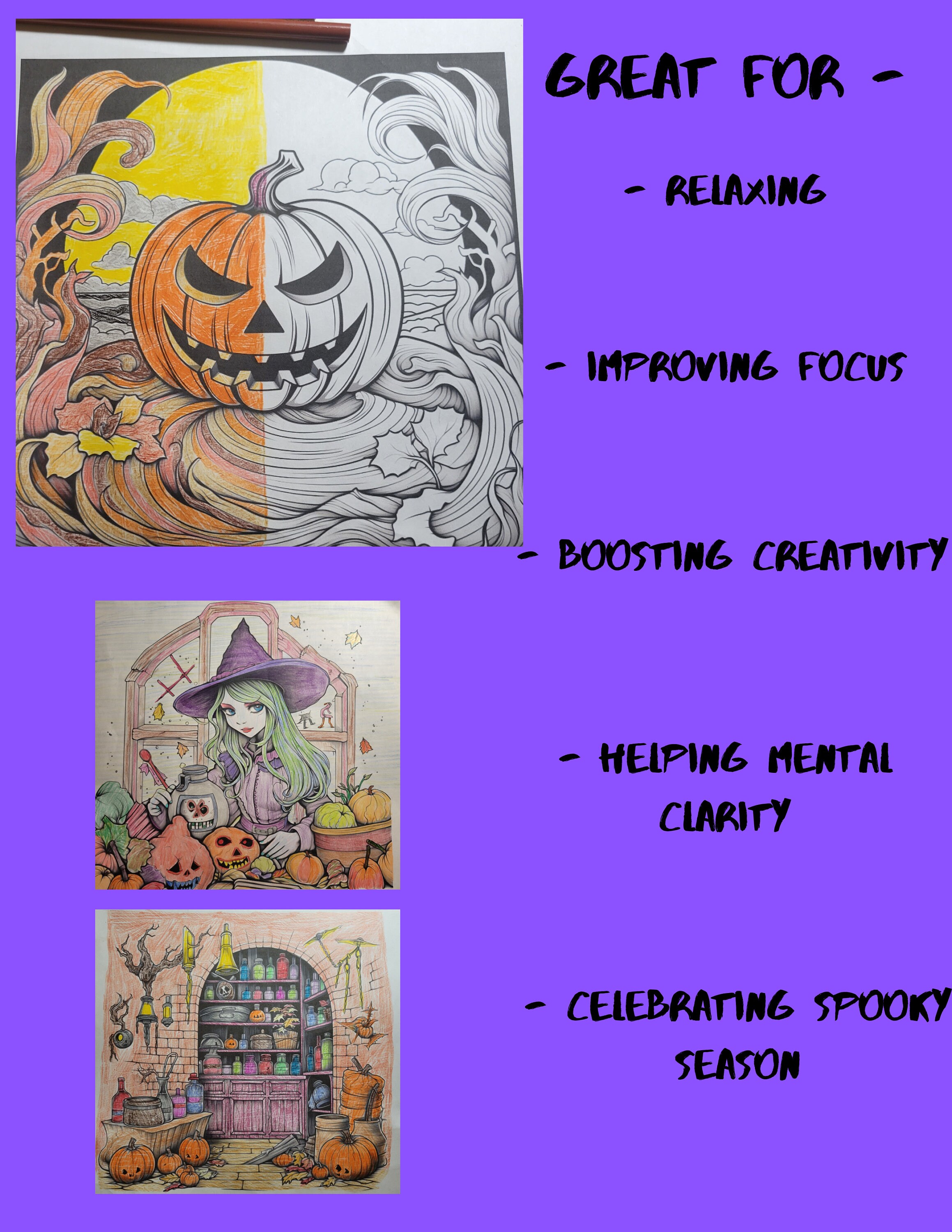 Halloween Coloring Page for Adults, Fall and October Themed. Page 26 ...