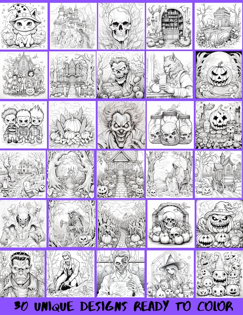 Halloween Coloring Page for Adults, Fall and October Themed. Page 21 ...