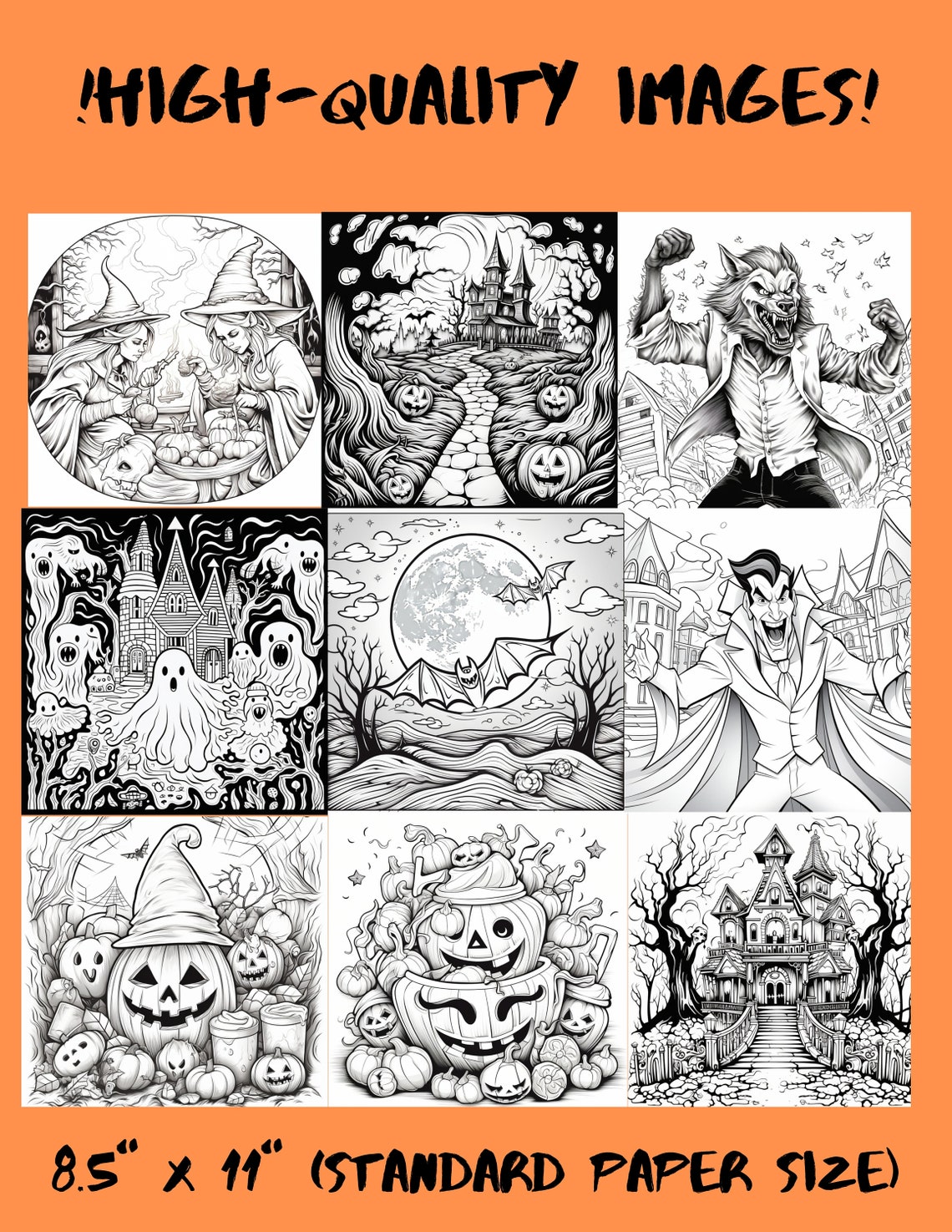 Halloween Coloring Page for Adults, Fall and October Themed. Page 19 ...