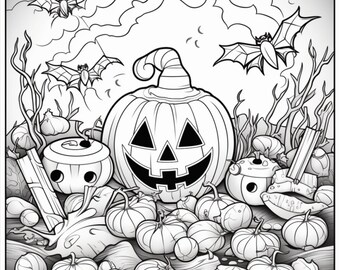 Halloween Coloring Page for Adults, Fall and October Themed. Page 19 ...