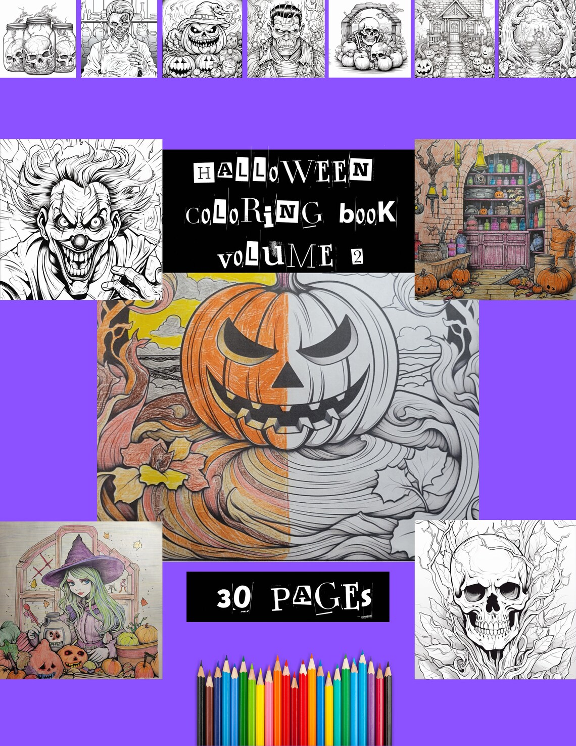 Halloween Coloring Page for Adults Fall and October Themed. - Etsy