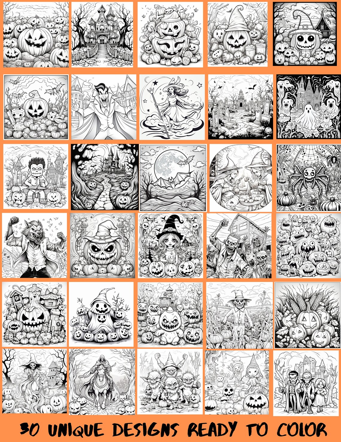 Halloween Coloring Page for Adults, Fall and October Themed. Page 19 ...