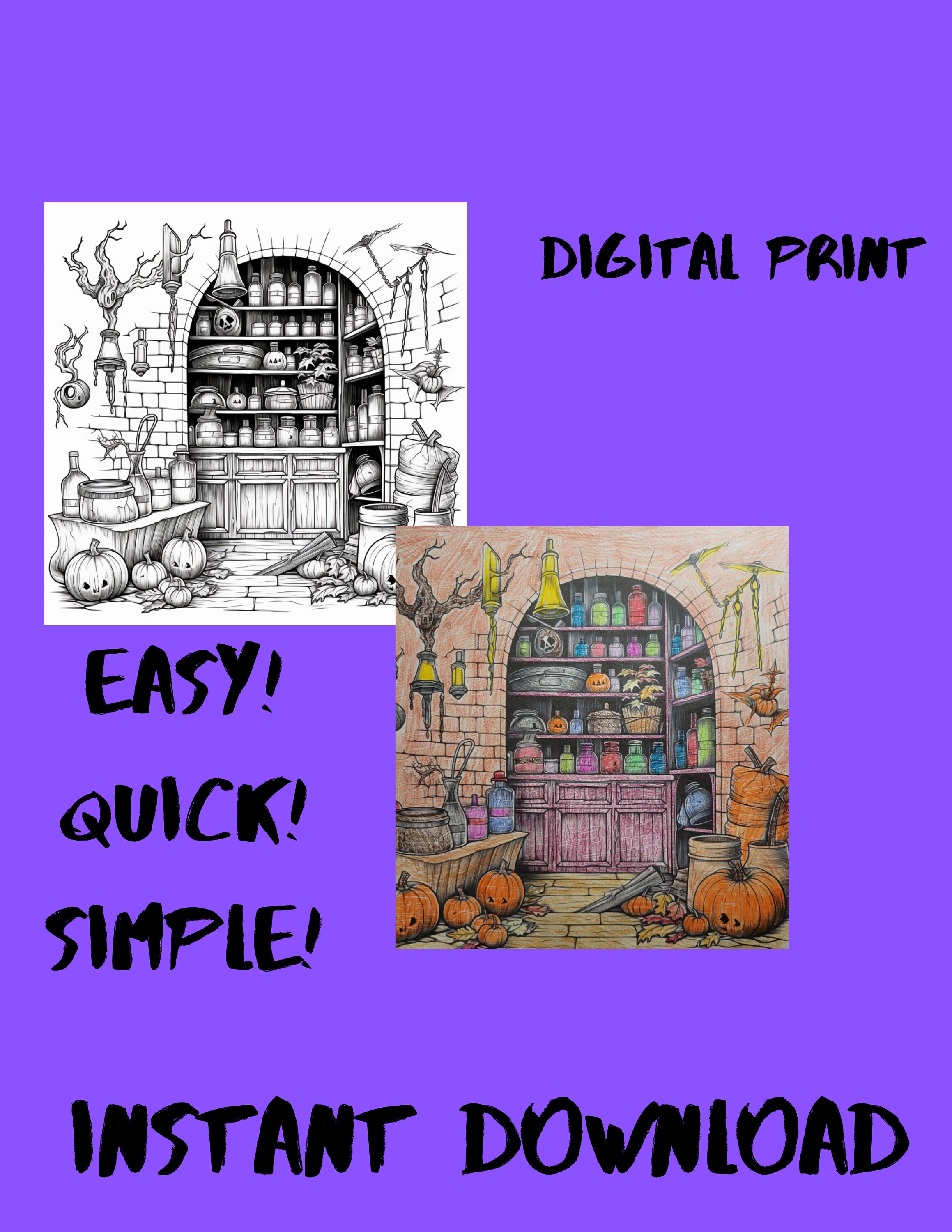 Halloween Coloring Page for Adults, Fall and October Themed. Page 21 ...