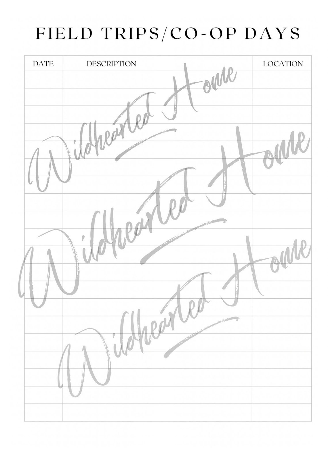 Field Trip/co-op Log Sheet Homeschool - Etsy