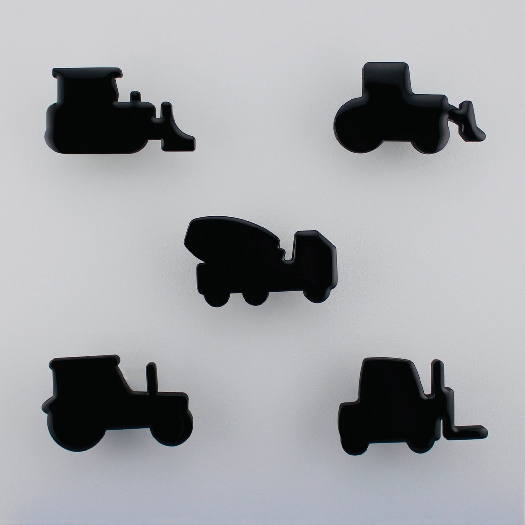 Black 3D Printed Utility Vehicles Drawer Knobs - Bulldozer, Tractor ...