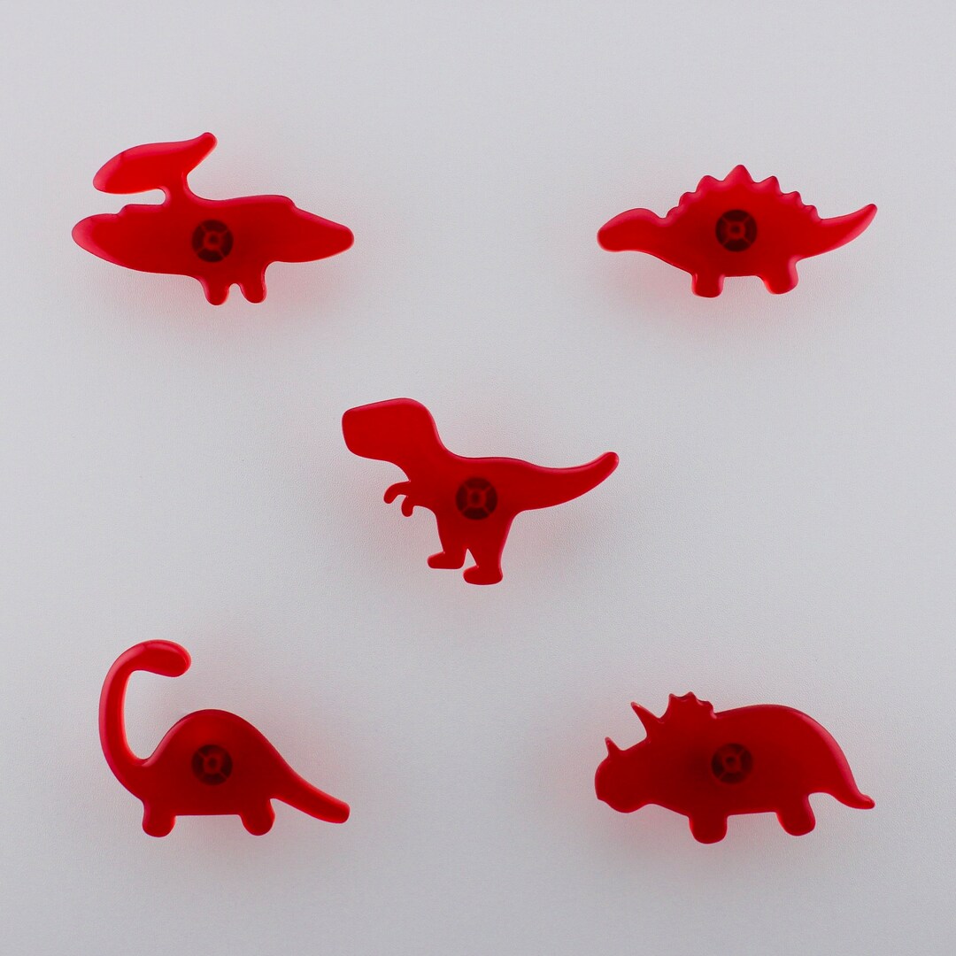 Red 3D Printed Dinosaur Drawer Knobs - T-rex, Brontosaurus, Triceratops ...