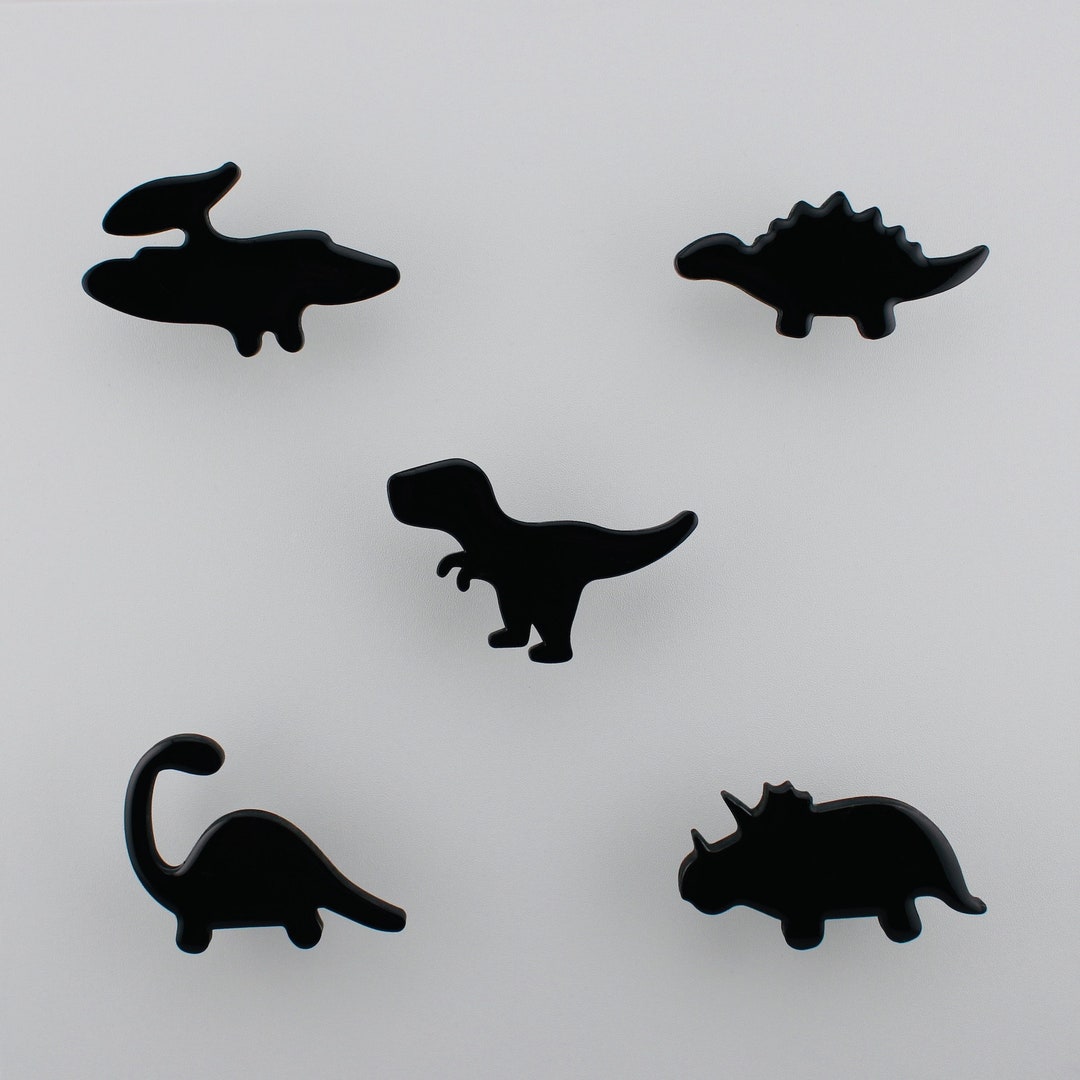 Black 3D Printed Dinosaur Drawer Knobs - T-rex, Brontosaurus ...