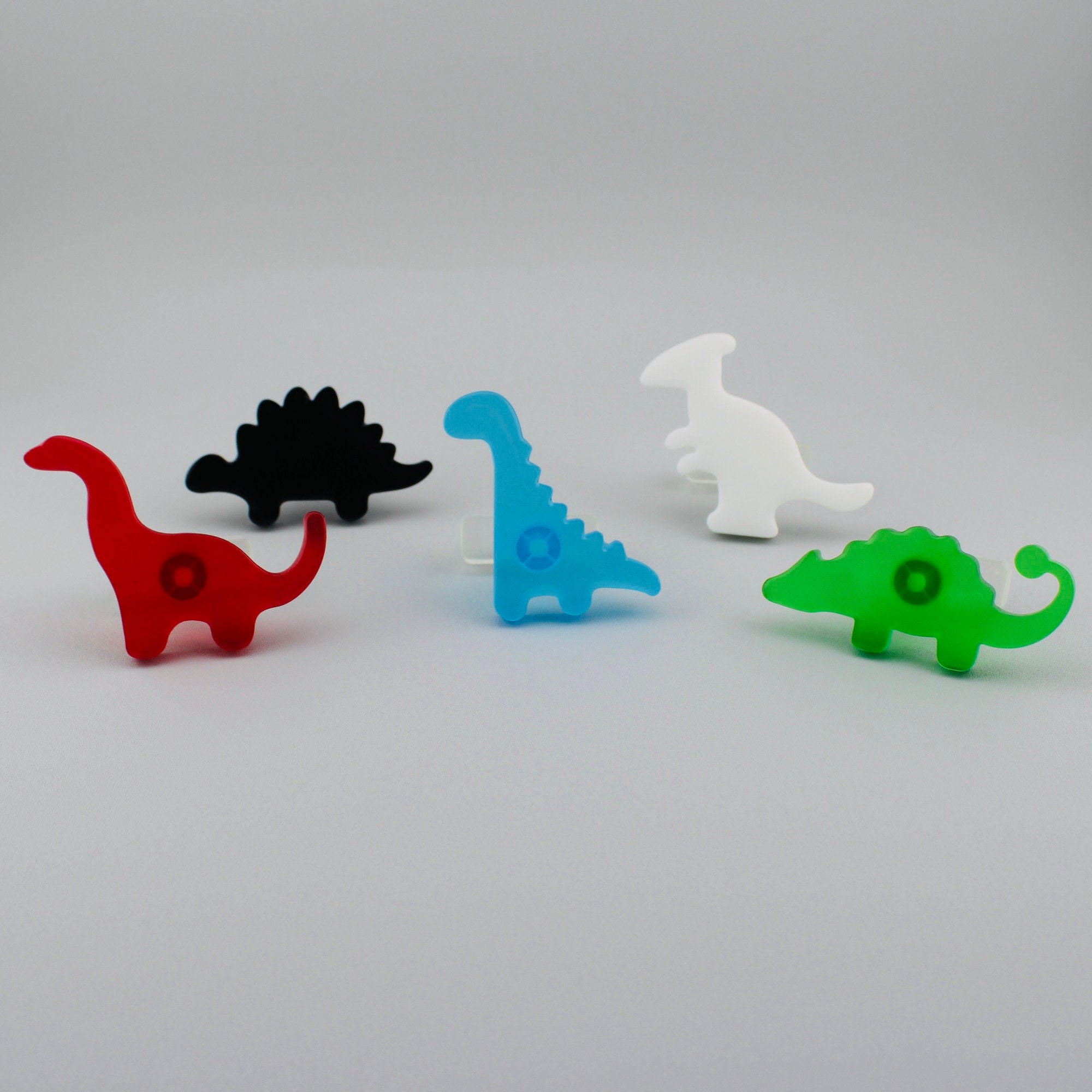 White 3D Printed Dinosaur Drawer Knobs - Ankylosaurus, Parasaurolophus ...